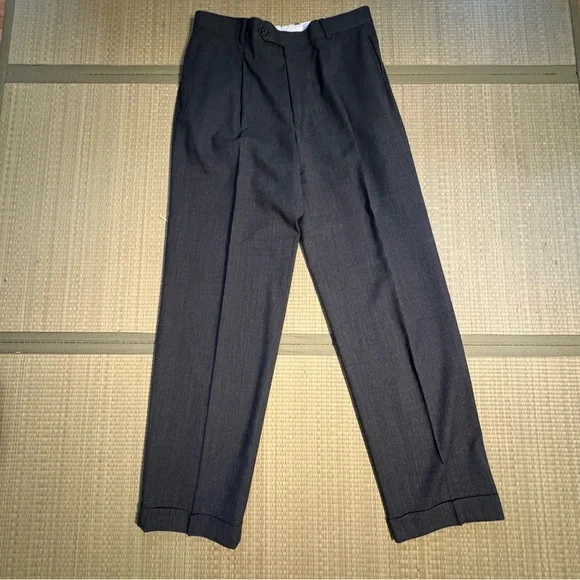 HUGO BOSS mans 2pc Suit Gray sz 42 L Solid Virgin Wool 3 button USA